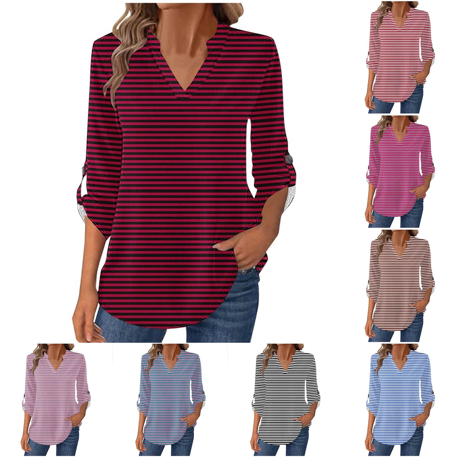 Ashirexll Winter Tops for Long Sleeve Shirts for Fashion Print V-Neck ...