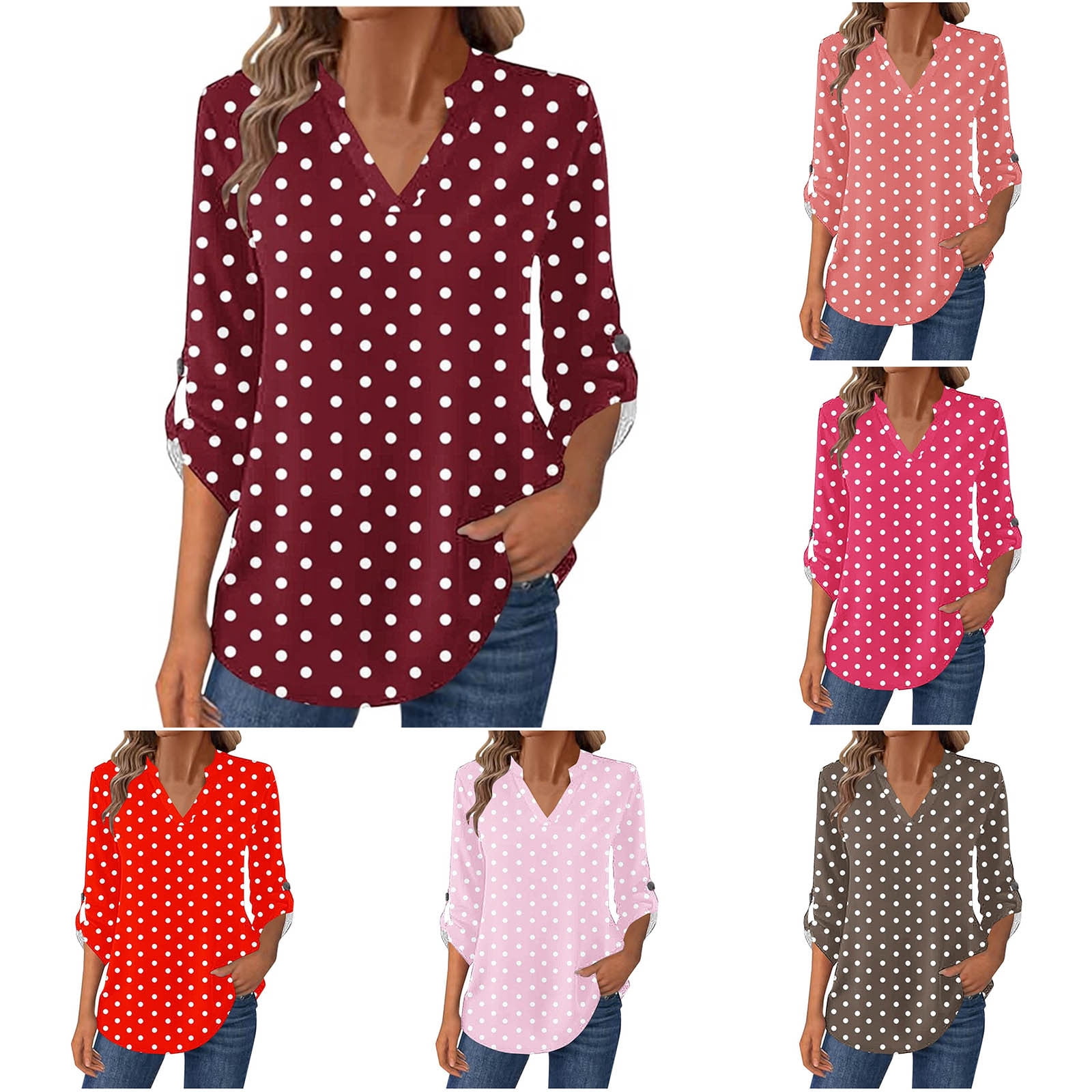 Ashirexll Winter Tops for Long Sleeve Shirts for Fashion Print V-Neck ...