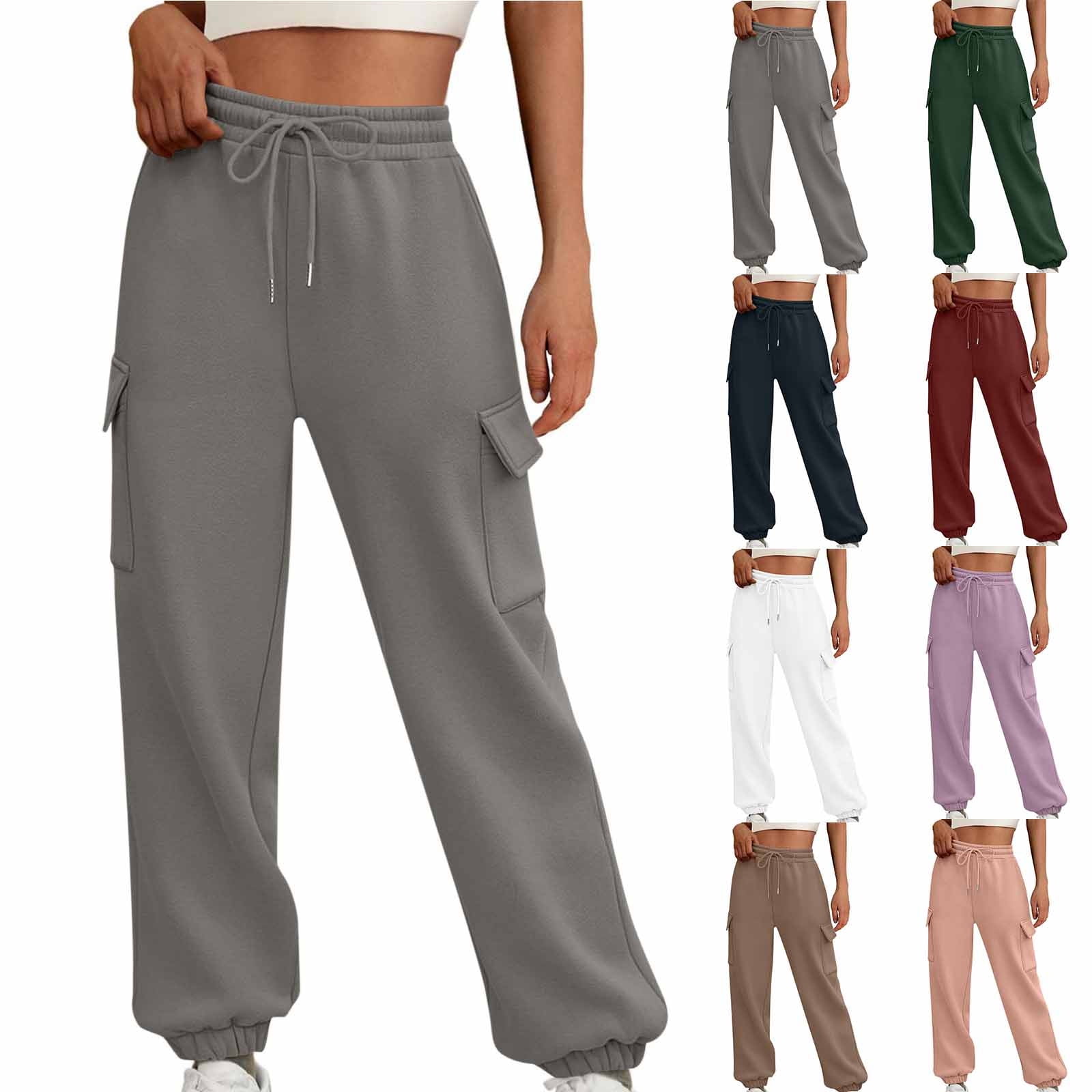 Ashirexll Winter Women Pants Wide Leg Pants Solid Color Casual Straight ...