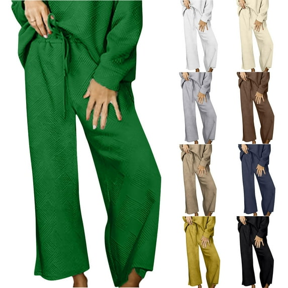 Ashirexll Winter Women Pants, Wide Leg Pants for Women, Loose Solid ...