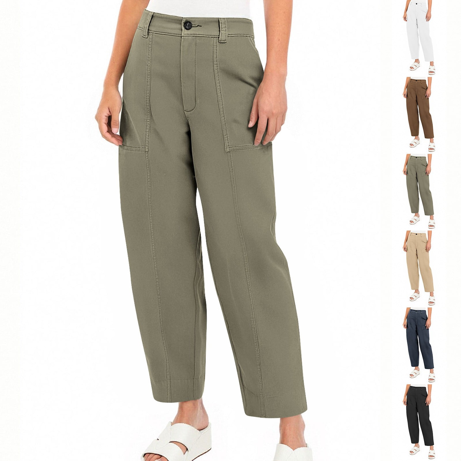 Ashirexll Women Cargo Pants, Winter Pants for Women, Solid Color ...