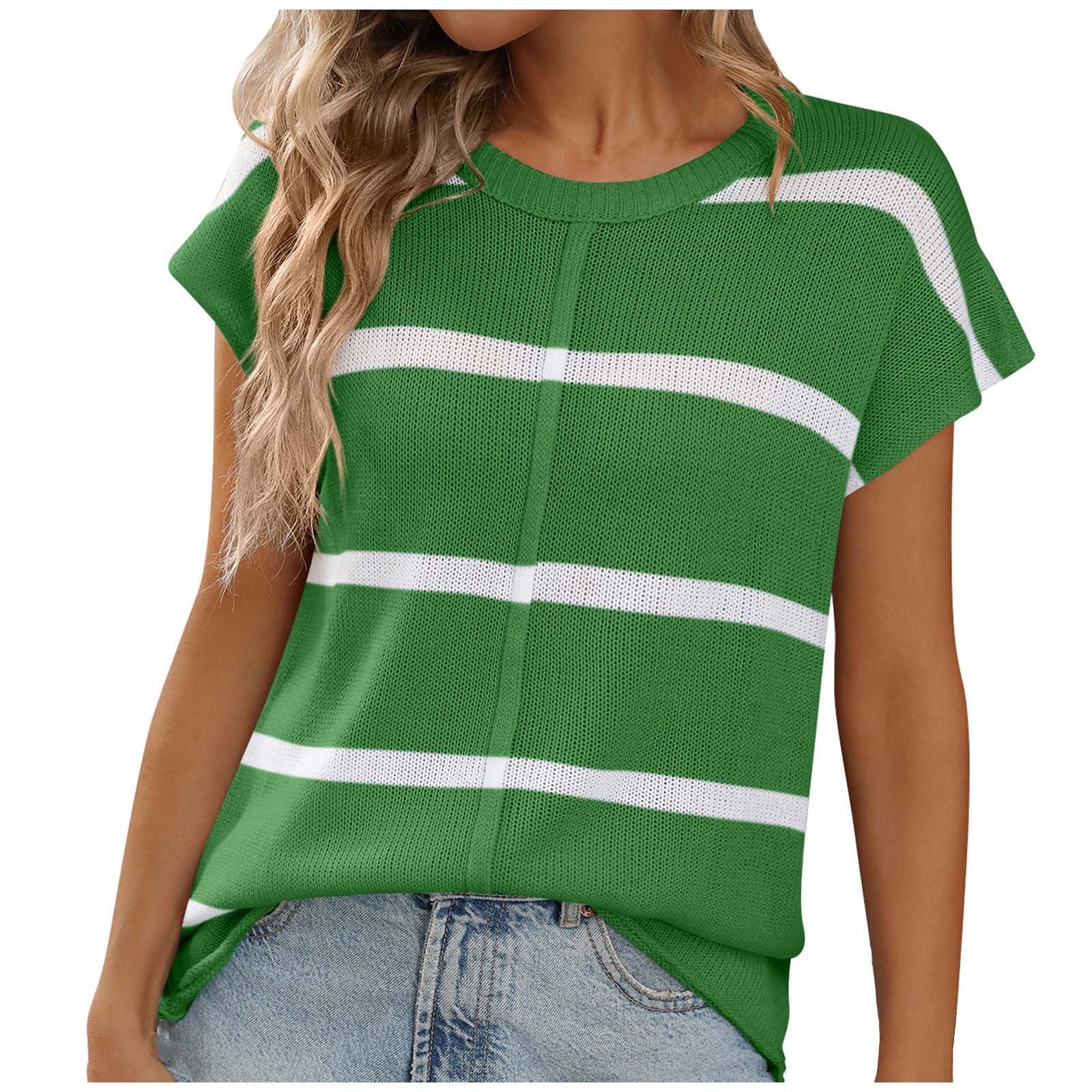 Ashirexll Women's T-shirts Short Sleeve Tops for Women Fashion Casual ...