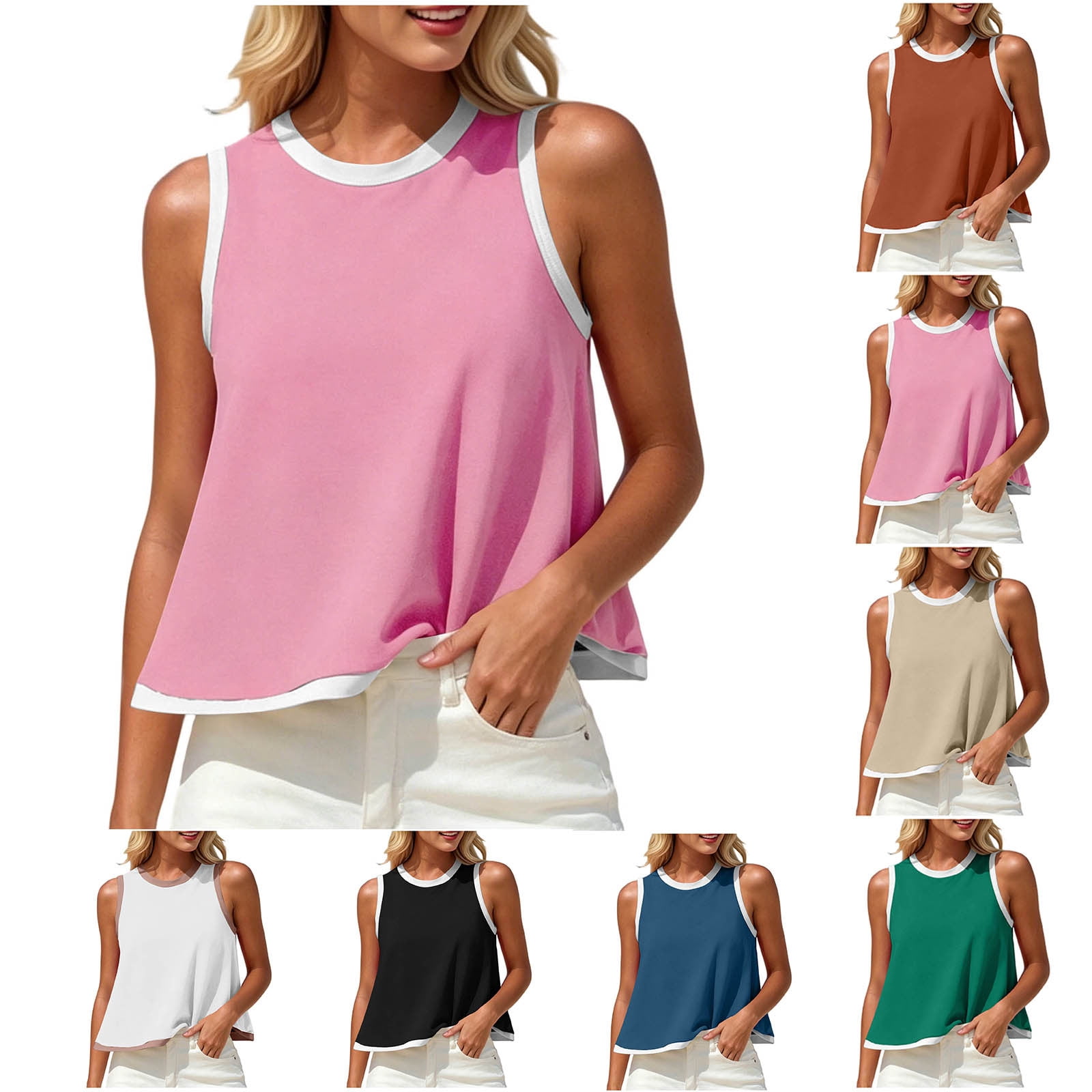 Ashirexll Womens Casual Tops Fashion Casual Colorblock Spring and ...
