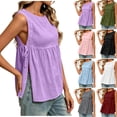 Ashirexll Womens Casual Tops Fashion Casual Summer Solid Color Round ...