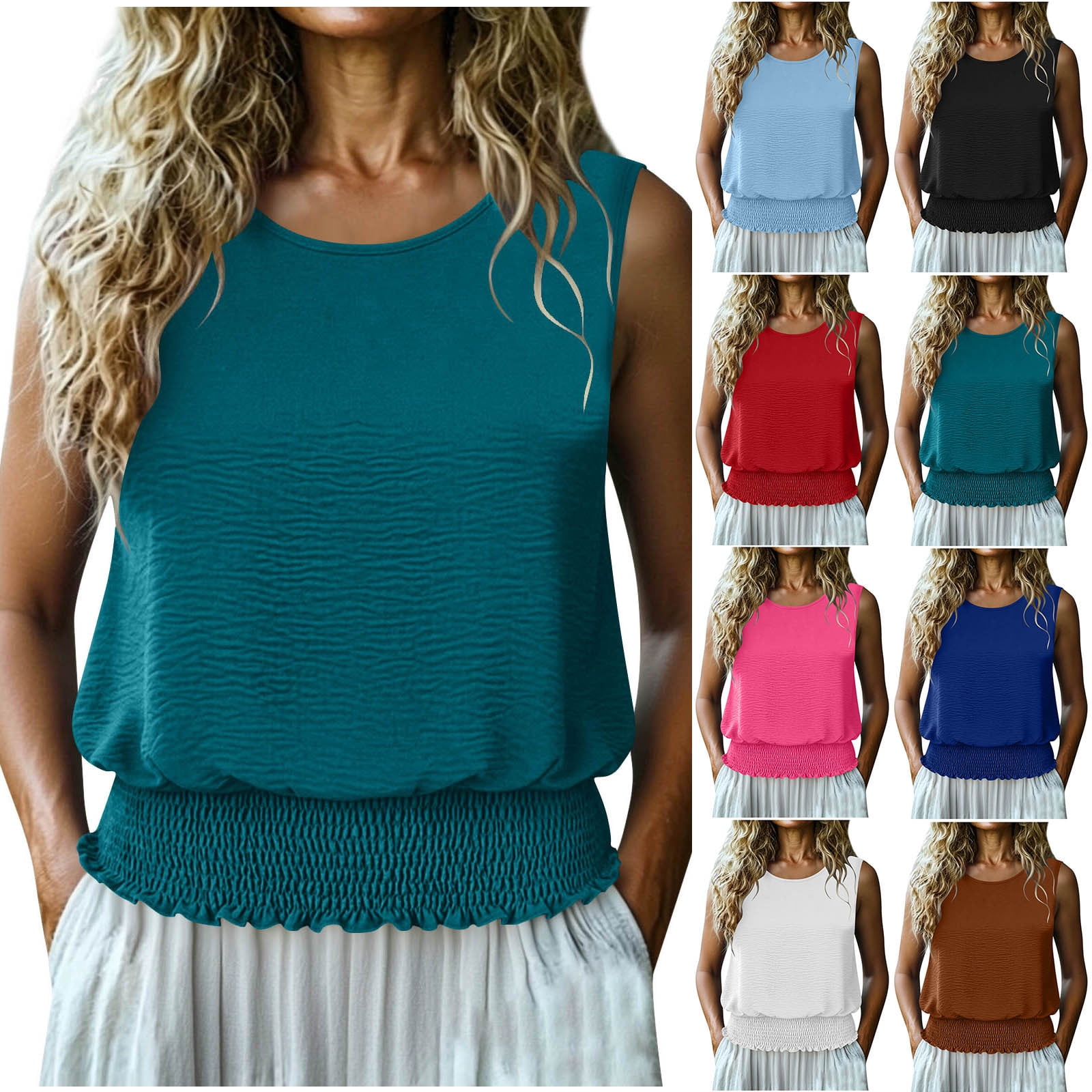 Ashirexll Womens Casual Tops Spring and Summer Fashion Casual Pleated ...