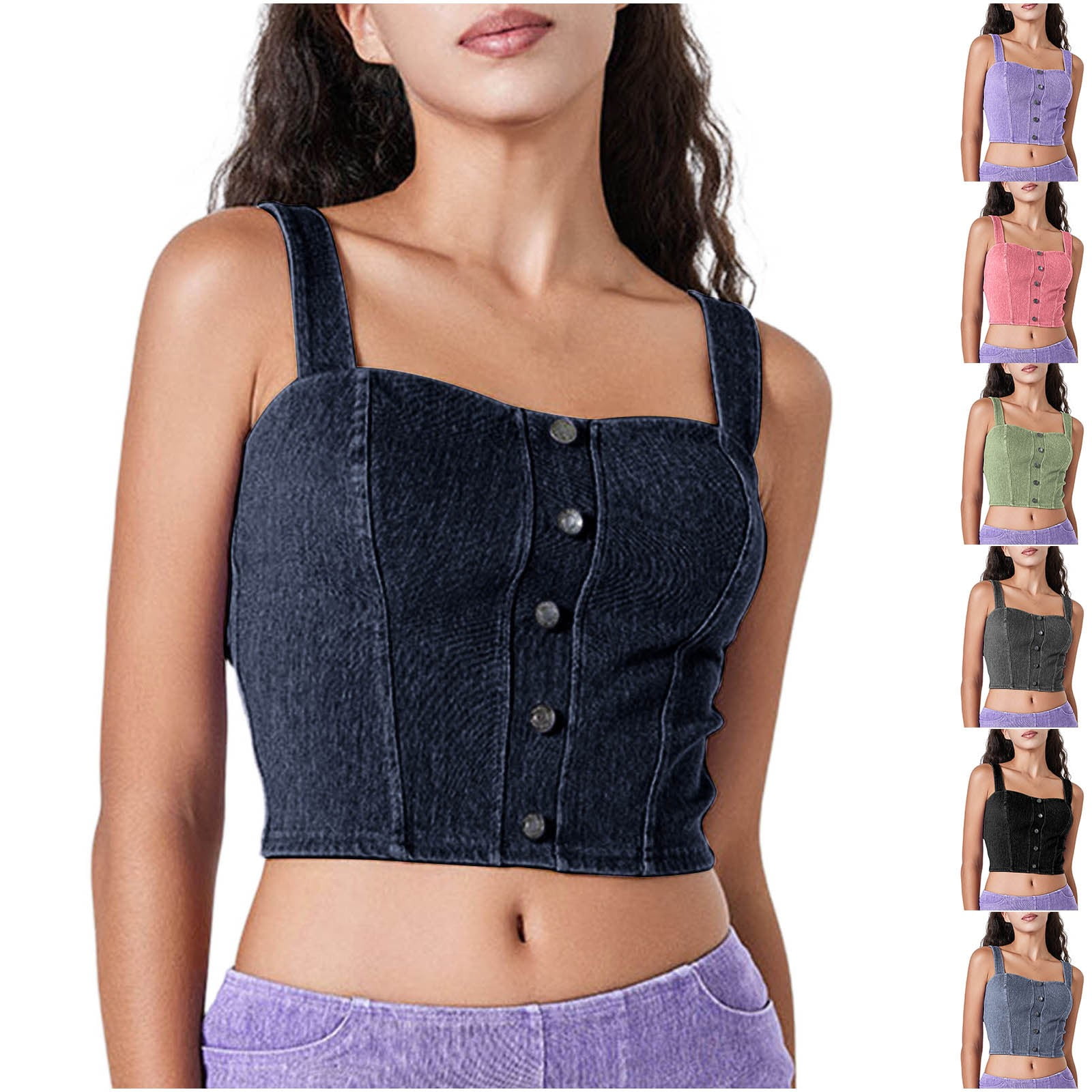 Ashirexll Womens Casual Tops, Summer Tops for Women, Casual Daily Denim ...