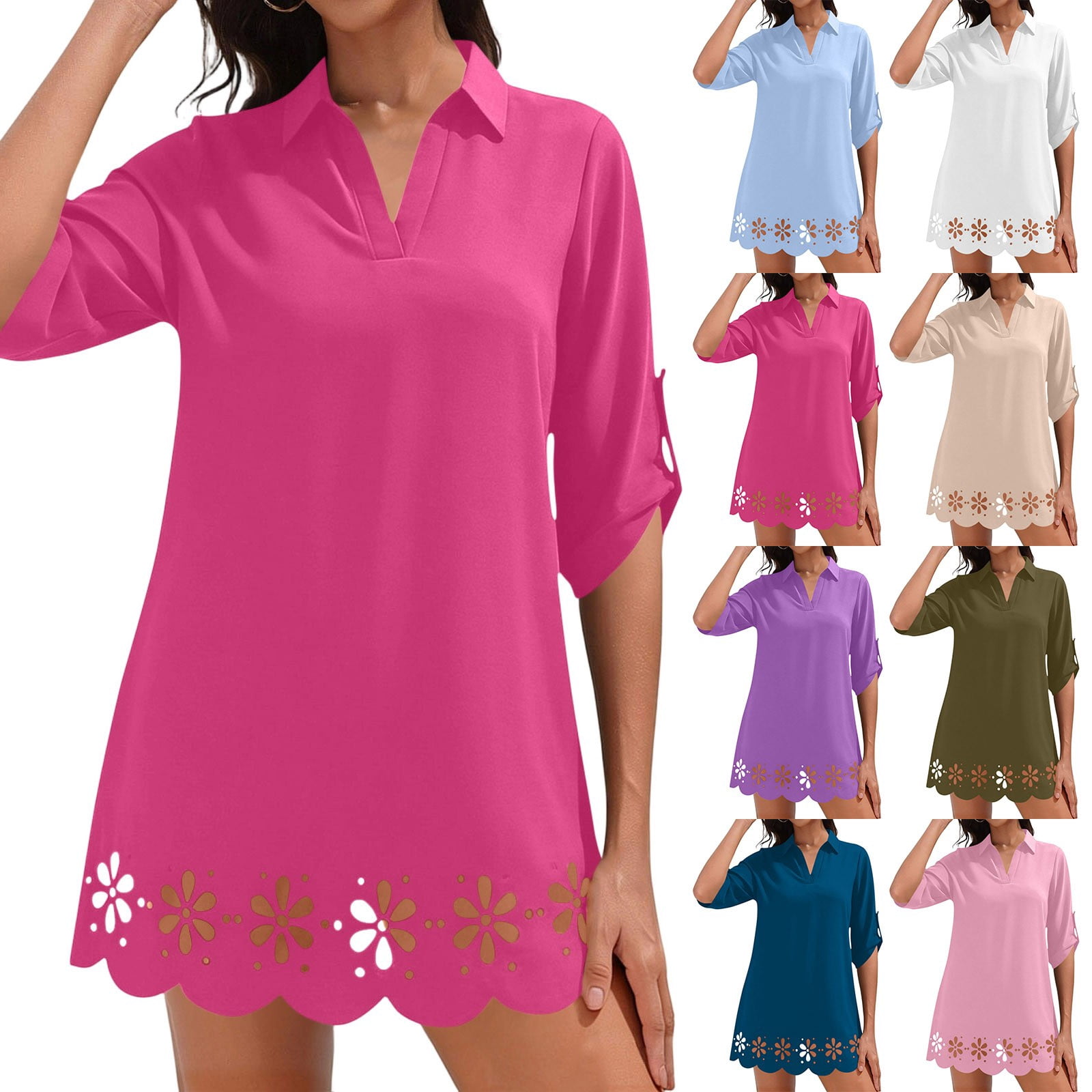 Ashirexll Womens Casual Tops Swimsuit Cover Up Swimsuit Burnout Overlay ...