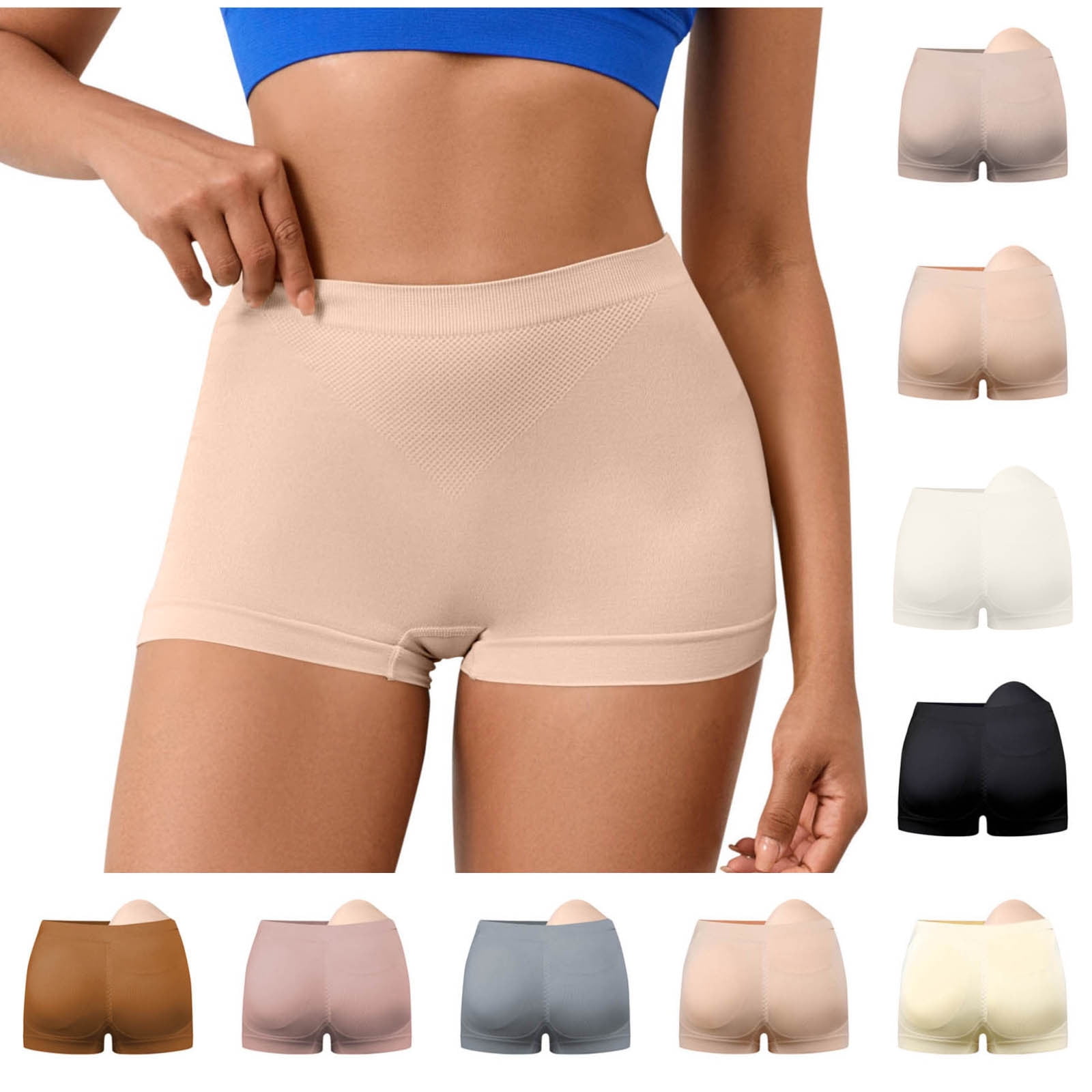 Ashirexll Womens Cotton Underwear, Plus Size Underwear for Women, Womens Solid Color Fake Butt ...
