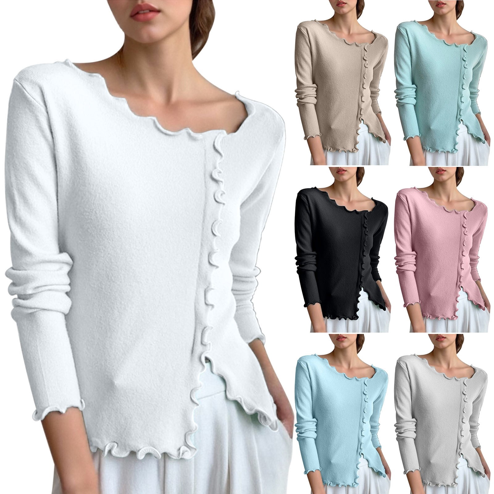 Ashirexll Womens Long Sleeve Tops, Winter Tops for Women, Women's ...