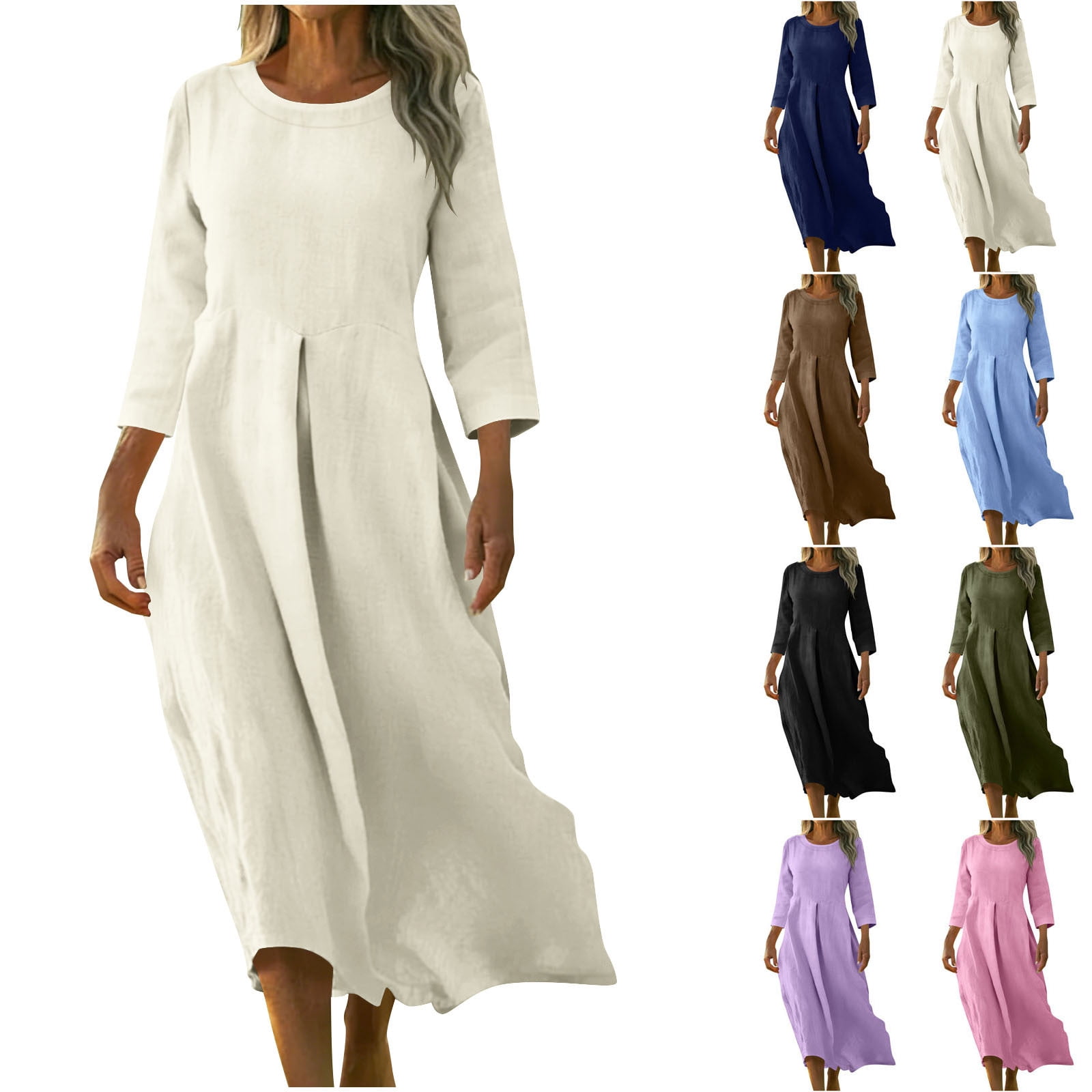 Ashirexll Womens Summer Dresses, Flowy Dresses for Women, Relaxed Linen ...