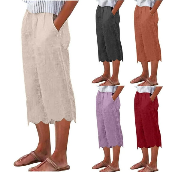 Ashirexll Womens Summer Pants, Casual Pants for Women, Fashion Elastic ...