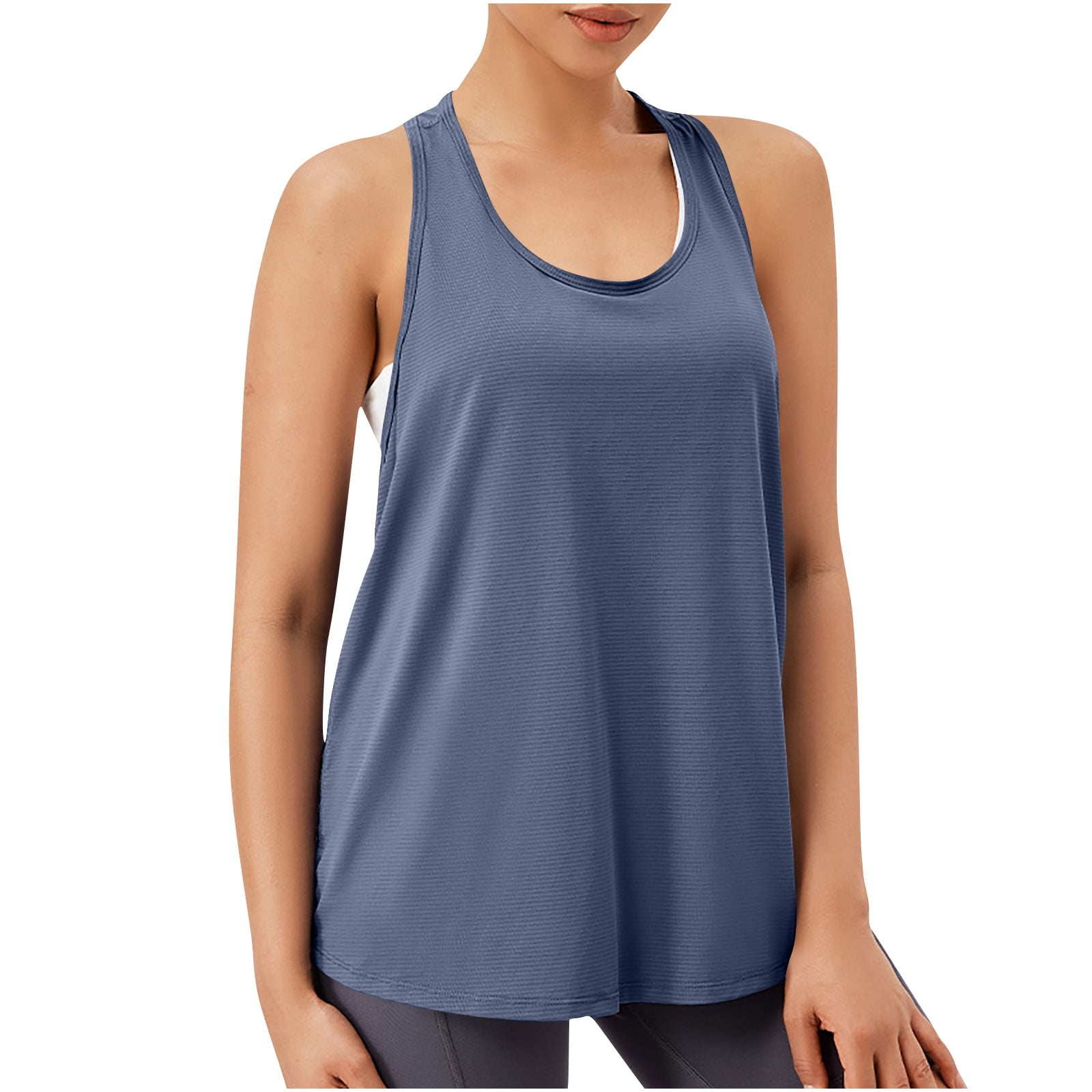 Ashirexll Womens Tank Tops Solid Color Breathable Quick Drying Sleeveless Fitness Workout Tops ...