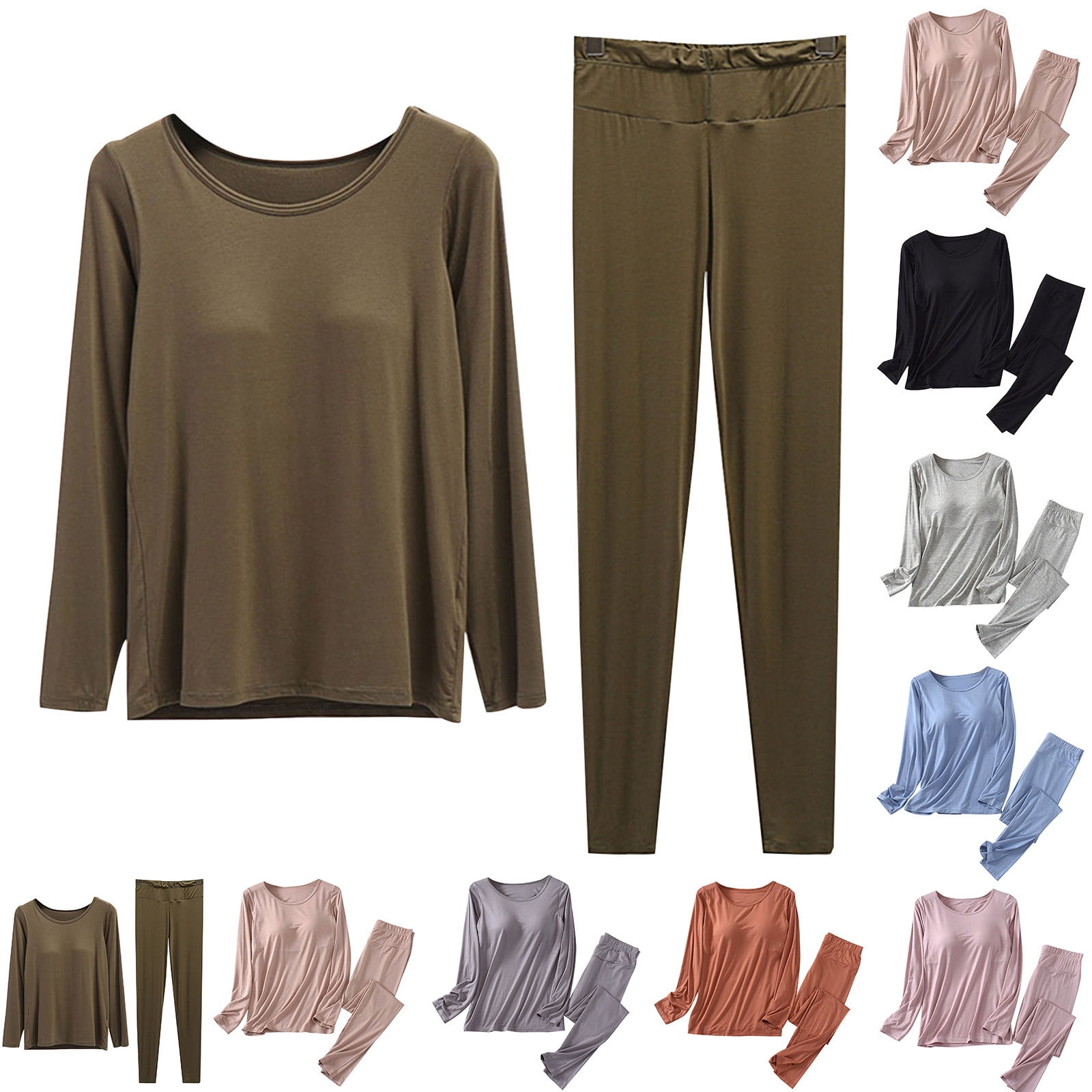 Ashirexll Womens Two Piece Sets, Fuzzy Pajamas for Women, Solid Color ...