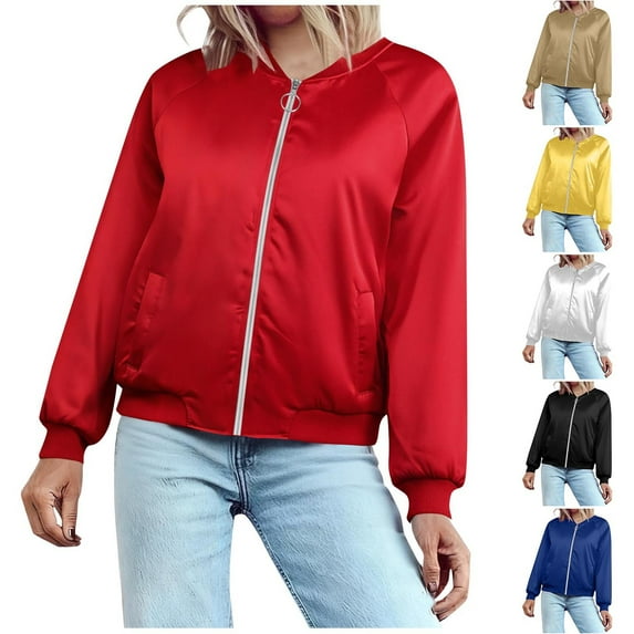 Ashirexll Womens Winter Coats, Jackets for Women Trendy, High Gloss Solid Color Zip Front Puffer ...