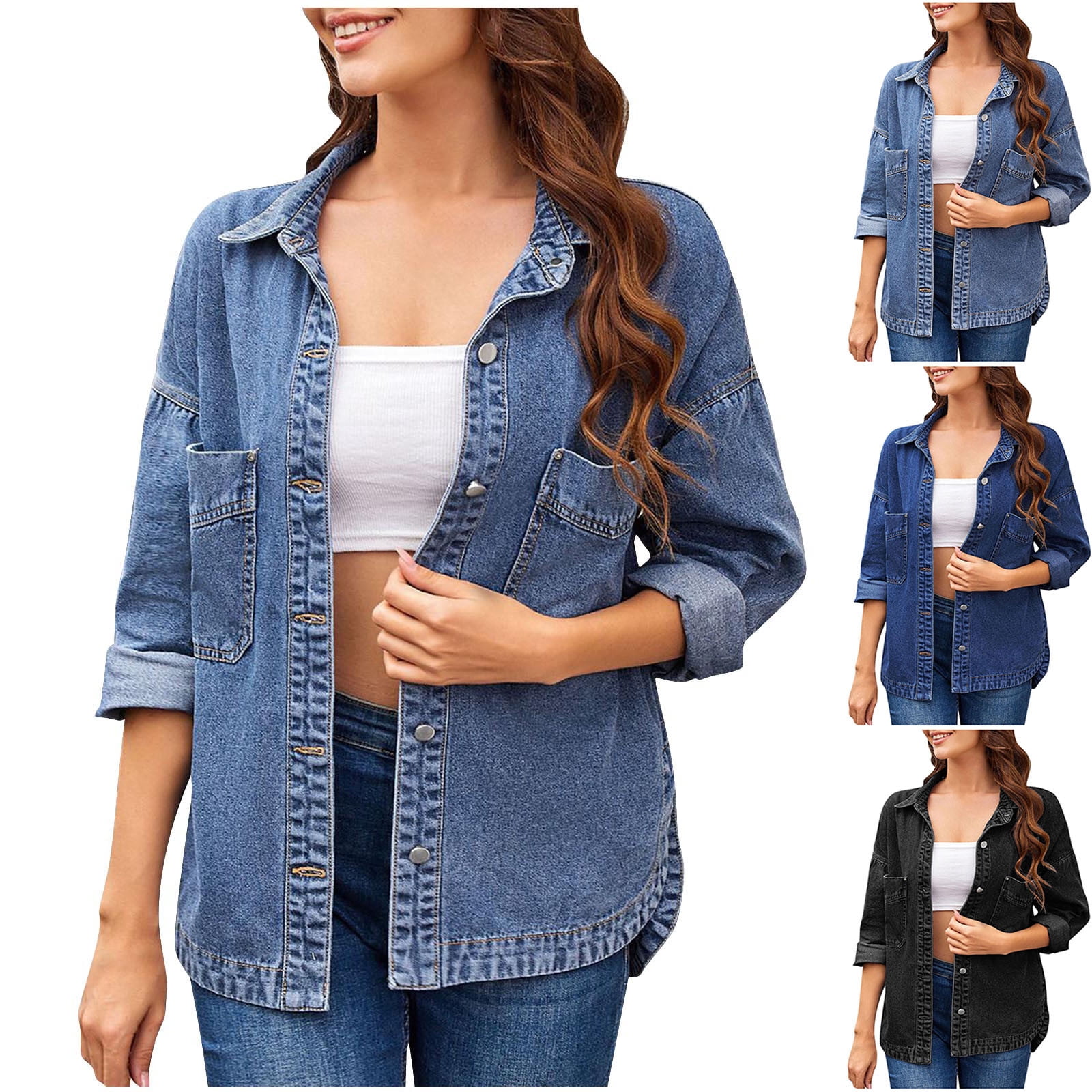 Ashirexll Womens Winter Coats, Womens Fleece Coats, Denim Casual Solid ...