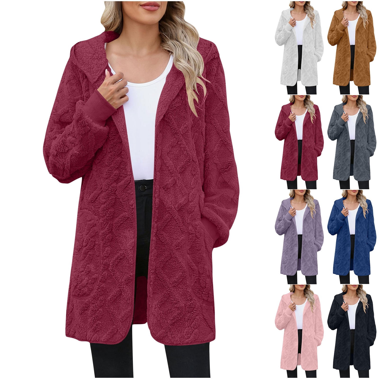 Ashirexll Womens Winter Coats, Womens Fleece Coats, Long Sleeve Hooded ...