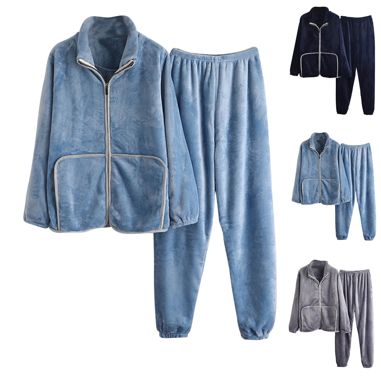 Ashirexll Womens Winter Sets, Fuzzy Pajamas for Women, Casual Solid ...