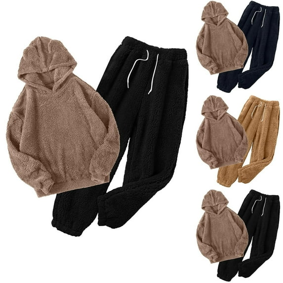 Ashirexll Womens Winter Sets, Fuzzy Pajamas for Women, Home Sleepwear ...