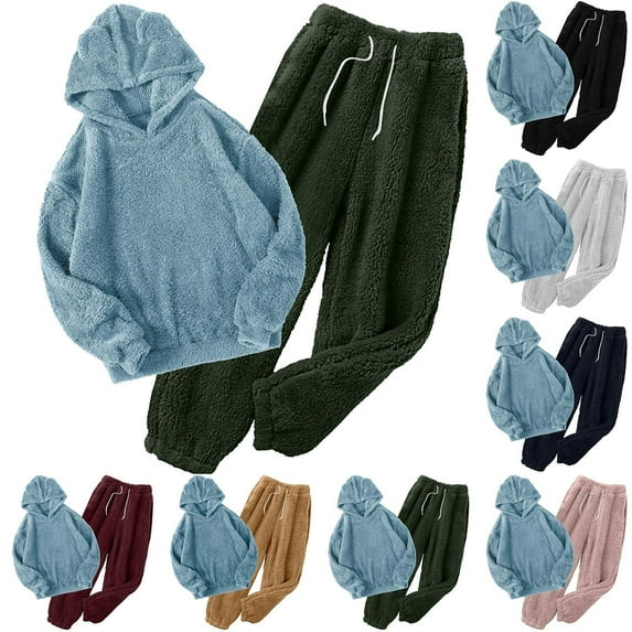 Ashirexll Womens Winter Sets, Fuzzy Pajamas for Women, Home Sleepwear ...