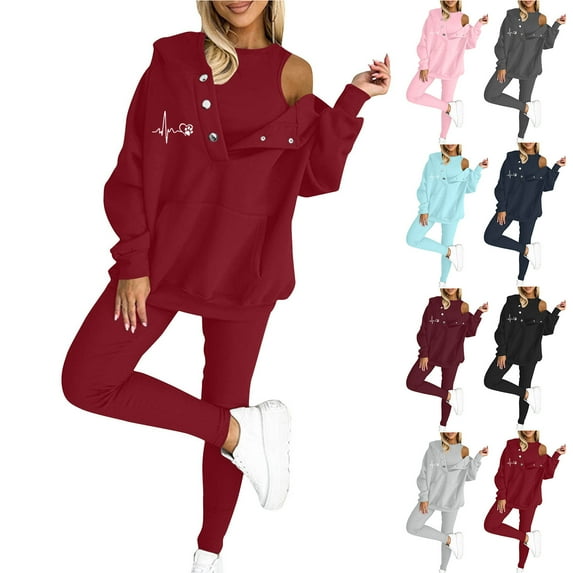 Ashirexll Womens Winter Sets, Outfits for Women, 3 Piece Sweatsuit Set ...