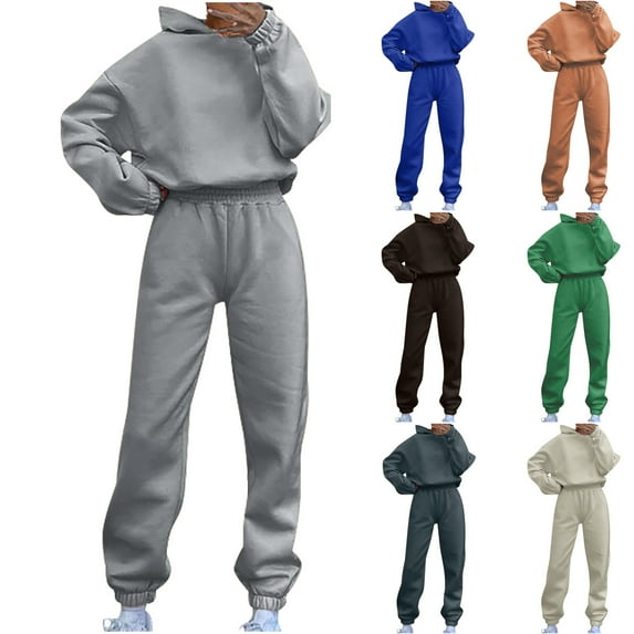 Ashirexll Womens Winter Sets, Womens 2 Piece Outfits, Warm Solid Color ...