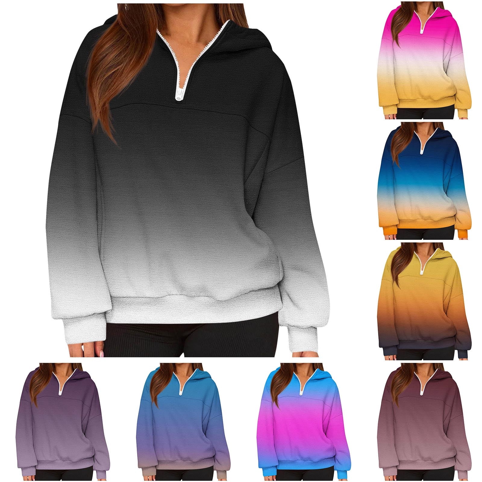 Ashirexll Zip Up Hoodie Women, Winter Tops for Women, Stylish Half Zip ...