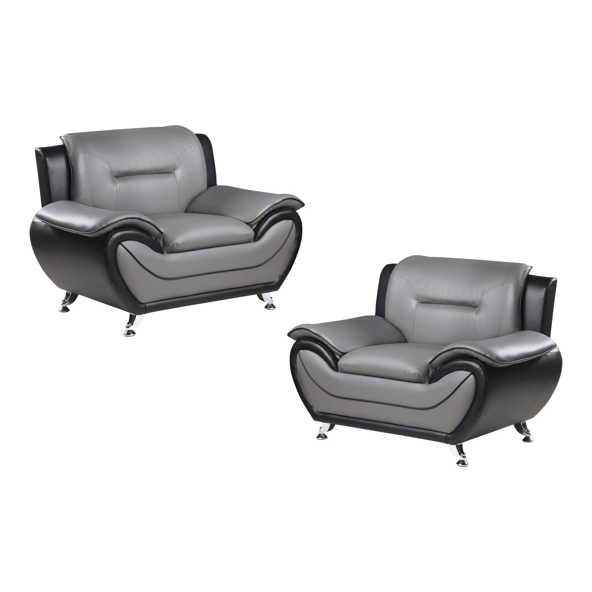 Lazzara Home Gray And Black Faux Leather Straight Set Of 2 Chair LX ...