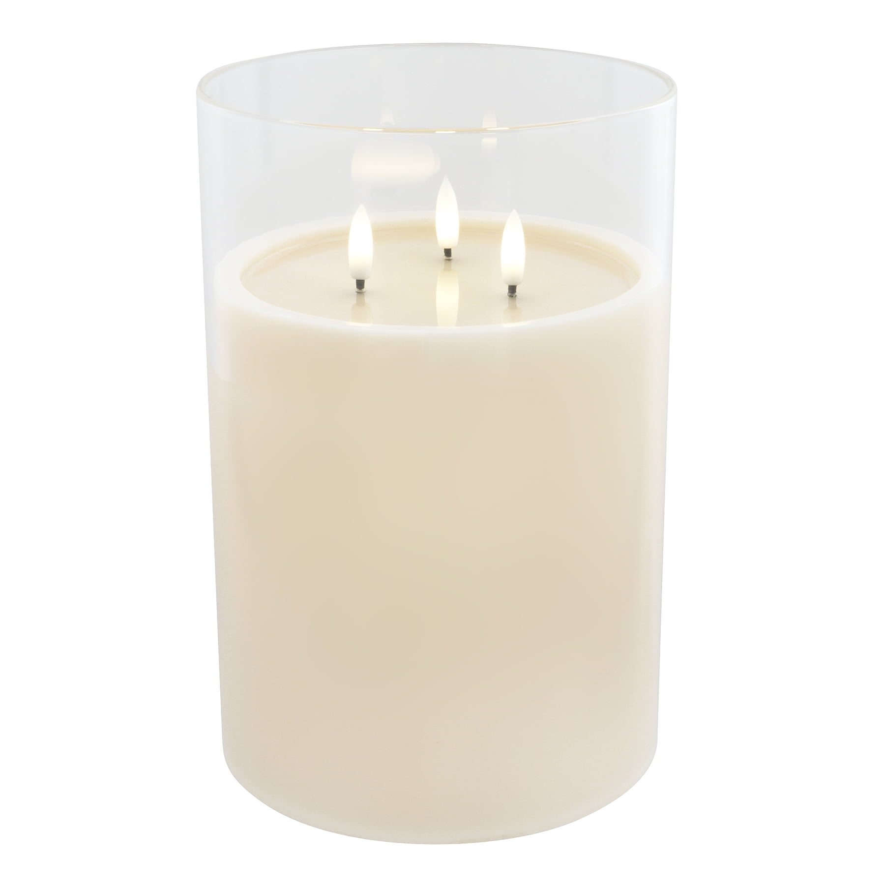 Ashland LED Pillar Candle - Flickering Faux Flame & Wax Pool - Ivory ...