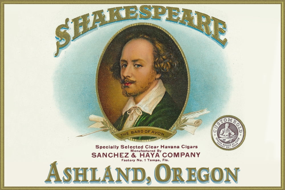 Ashland, Oregon, Shakespeare Cigar Box Label (16x24 Giclee Gallery Art ...