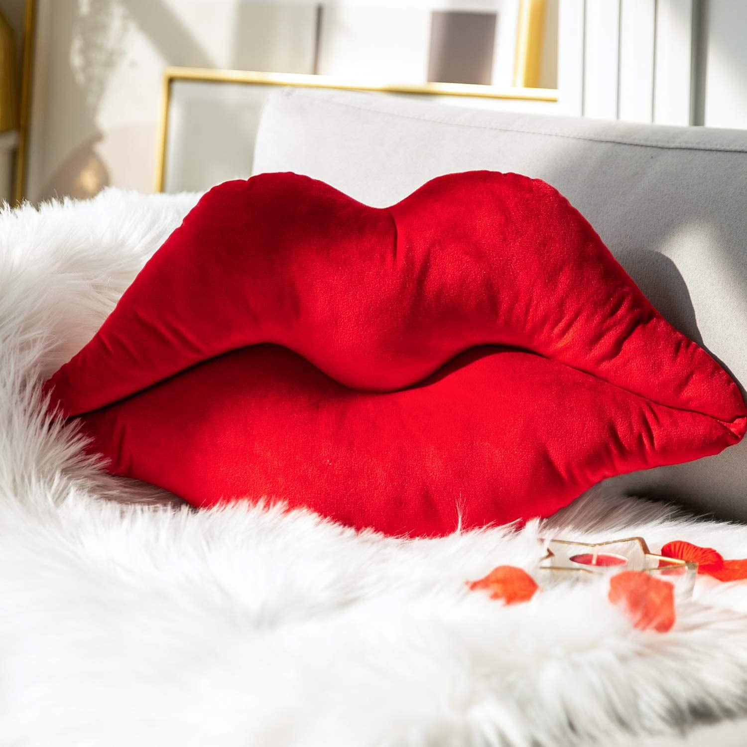 Ashler Lips Throw Pillows Smooth Soft Velvet Insert Included, Lip ...
