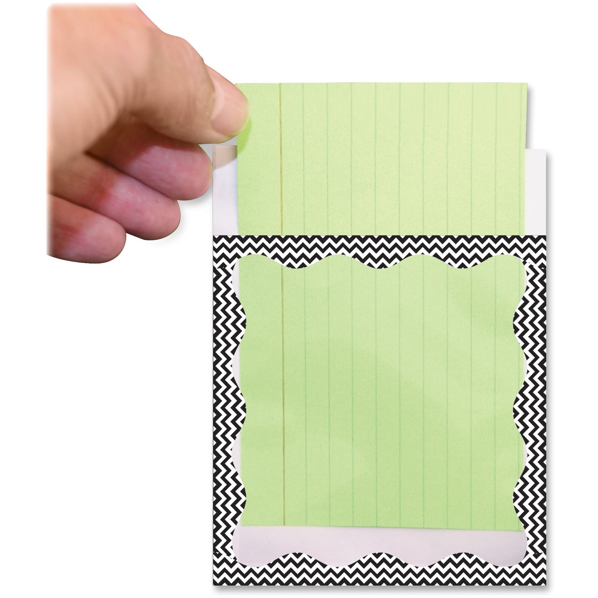 Ashley, ASH10411, Chevron Design Border Library Pockets, 1 Pack, Black ...