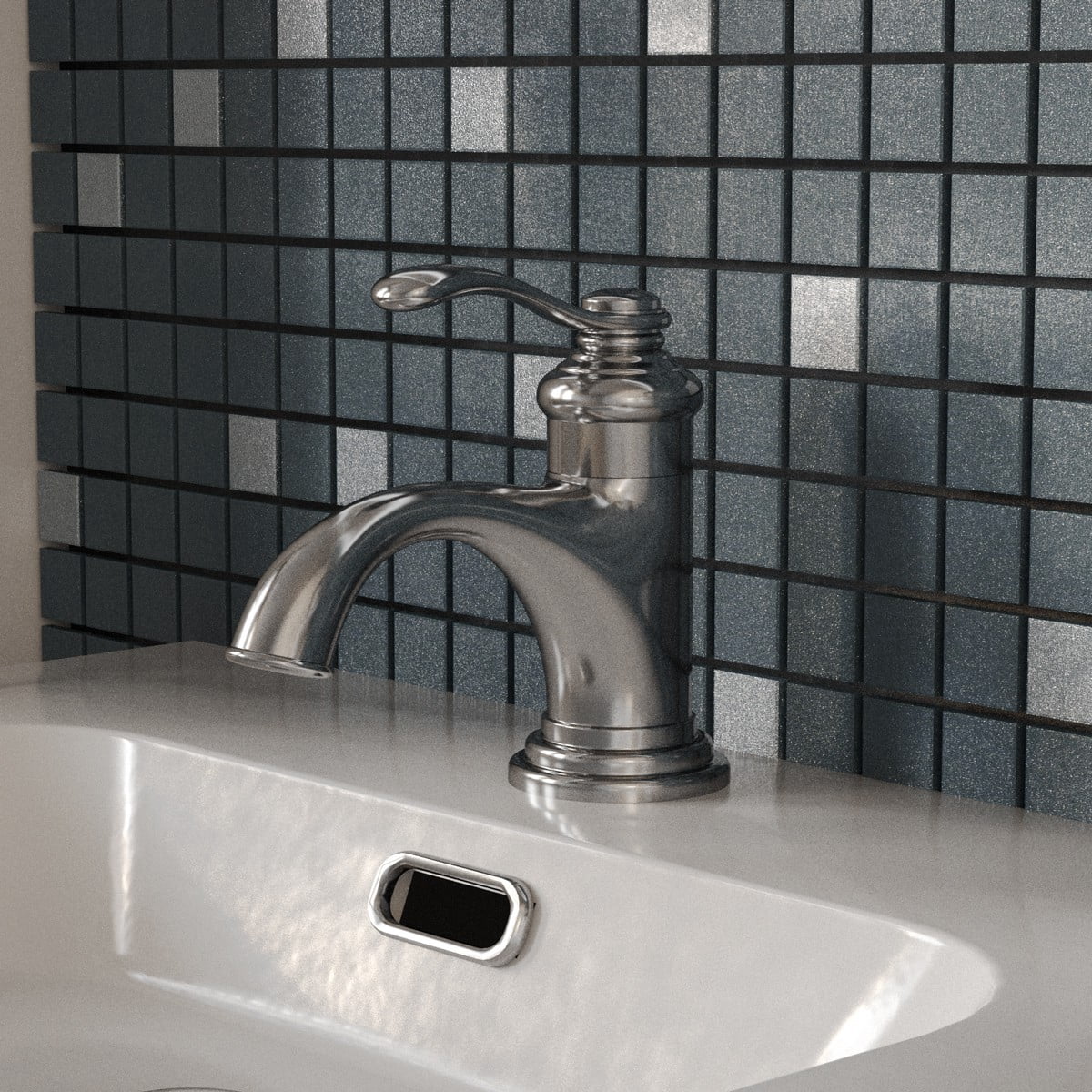 Ashley Bathroom Faucet Single Hole Chrome Plated Brass Tap with Supply ...
