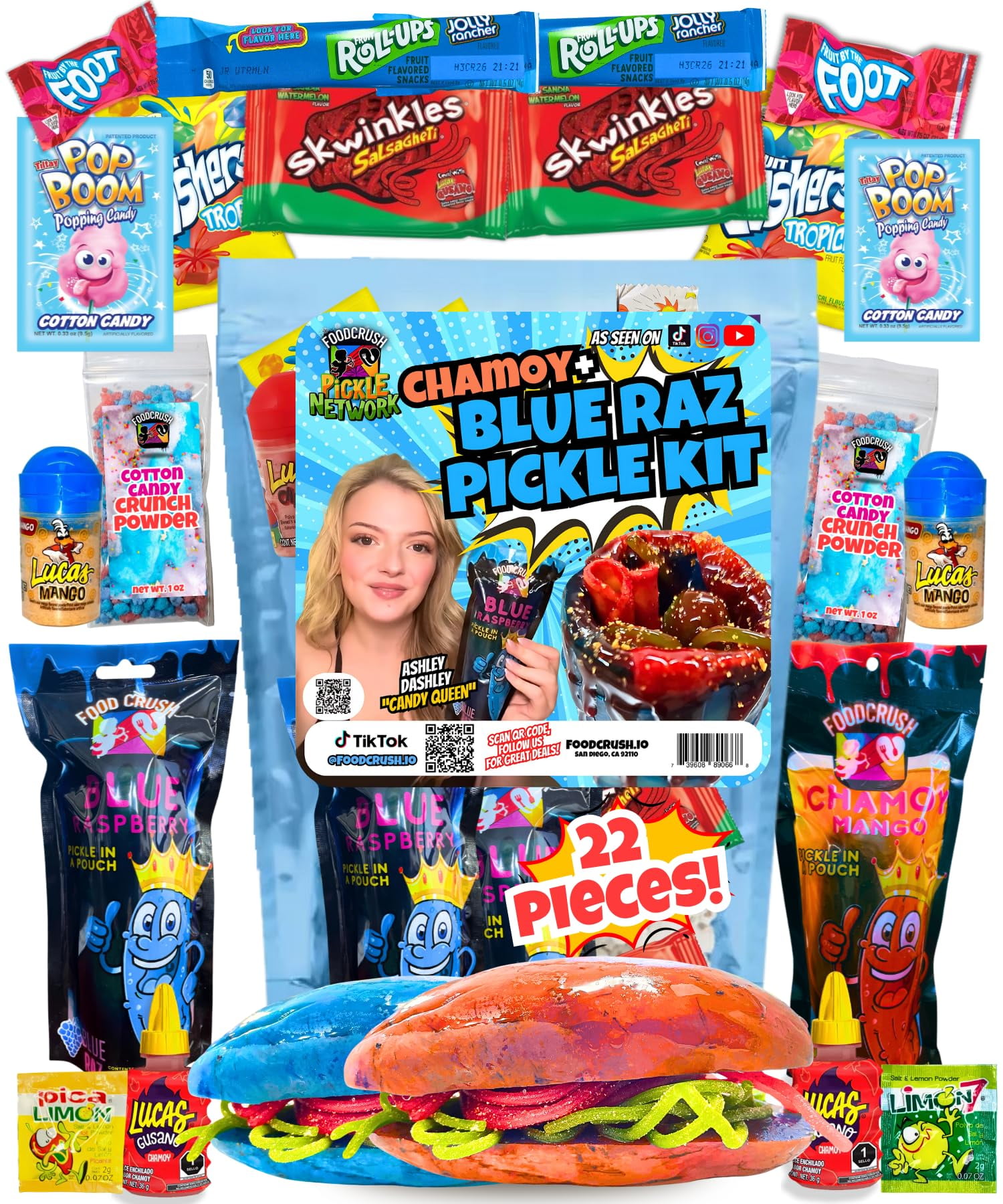 Ashley Dashley's-Blue Raspberry + DEF29 Chamoy Pickle Kit -Gift Pouch-1 ...