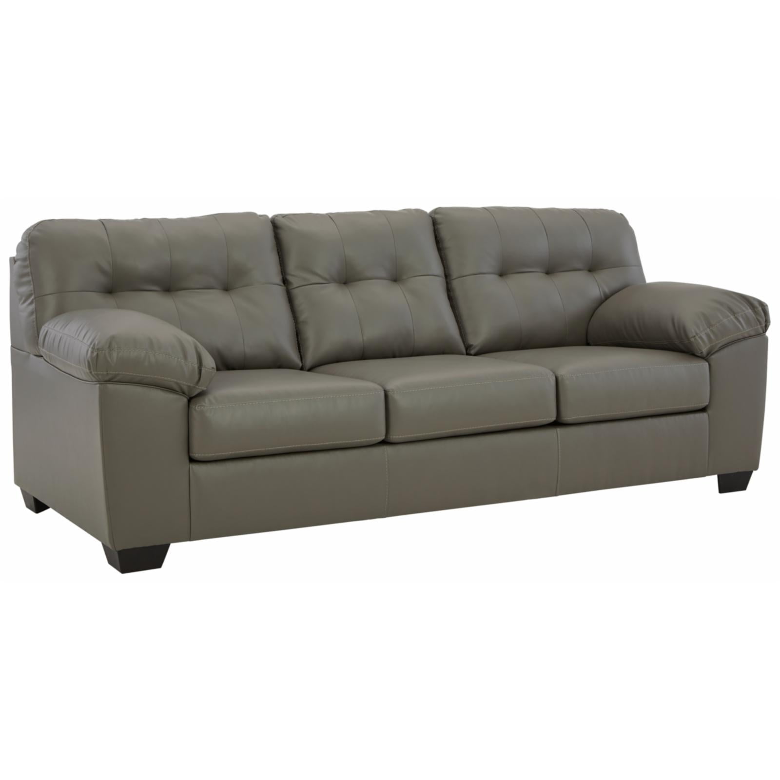 Ashley Furniture Modern Gray Faux Leather & Solid Wood Sofa with ...