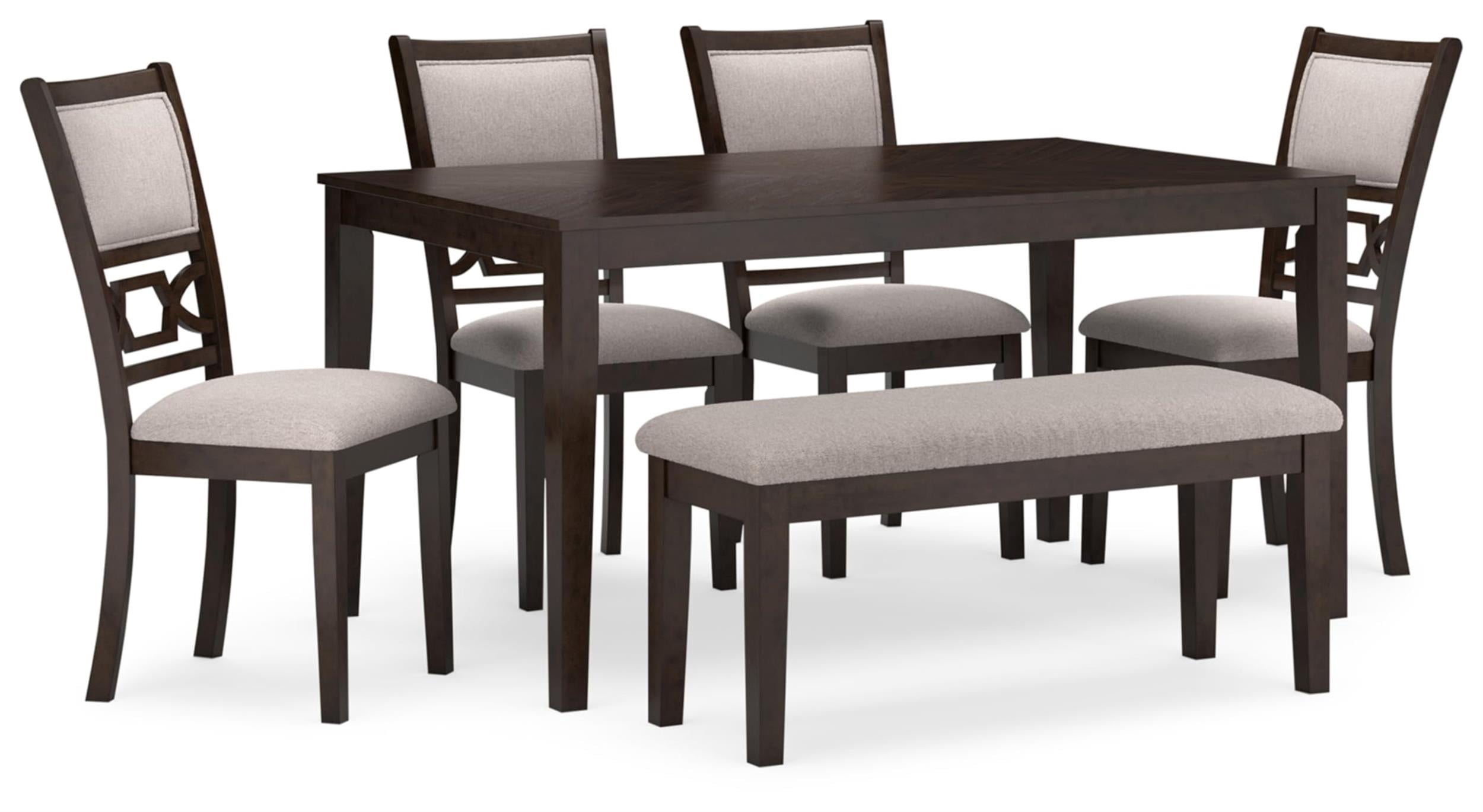 Ashley Furniture Langwest Dining Table, 4 Chairs & Bench, Set of 6 ...