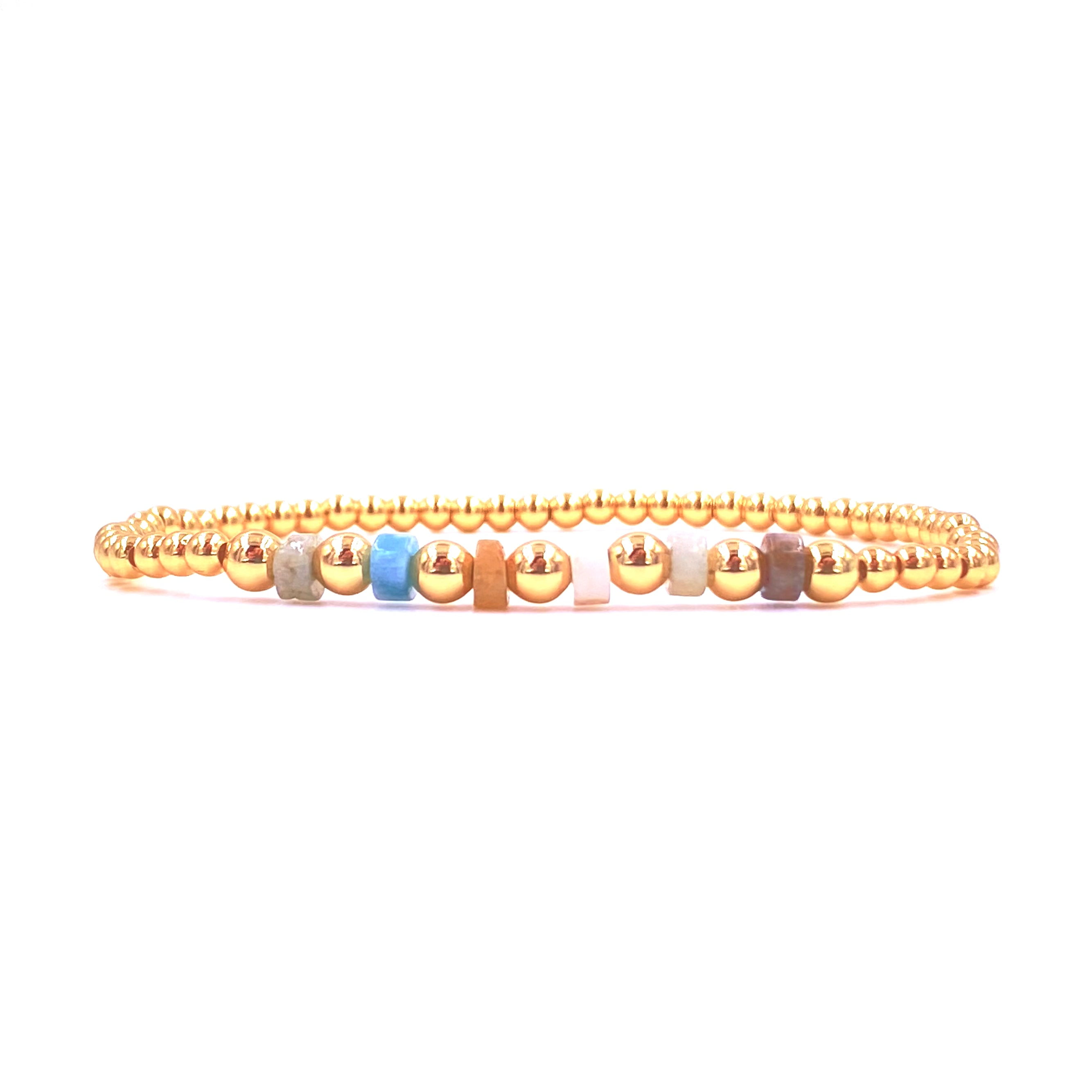 Ashley Gold Stainless Steel Gold Plated 6 Semi Precious Stone Ball ...