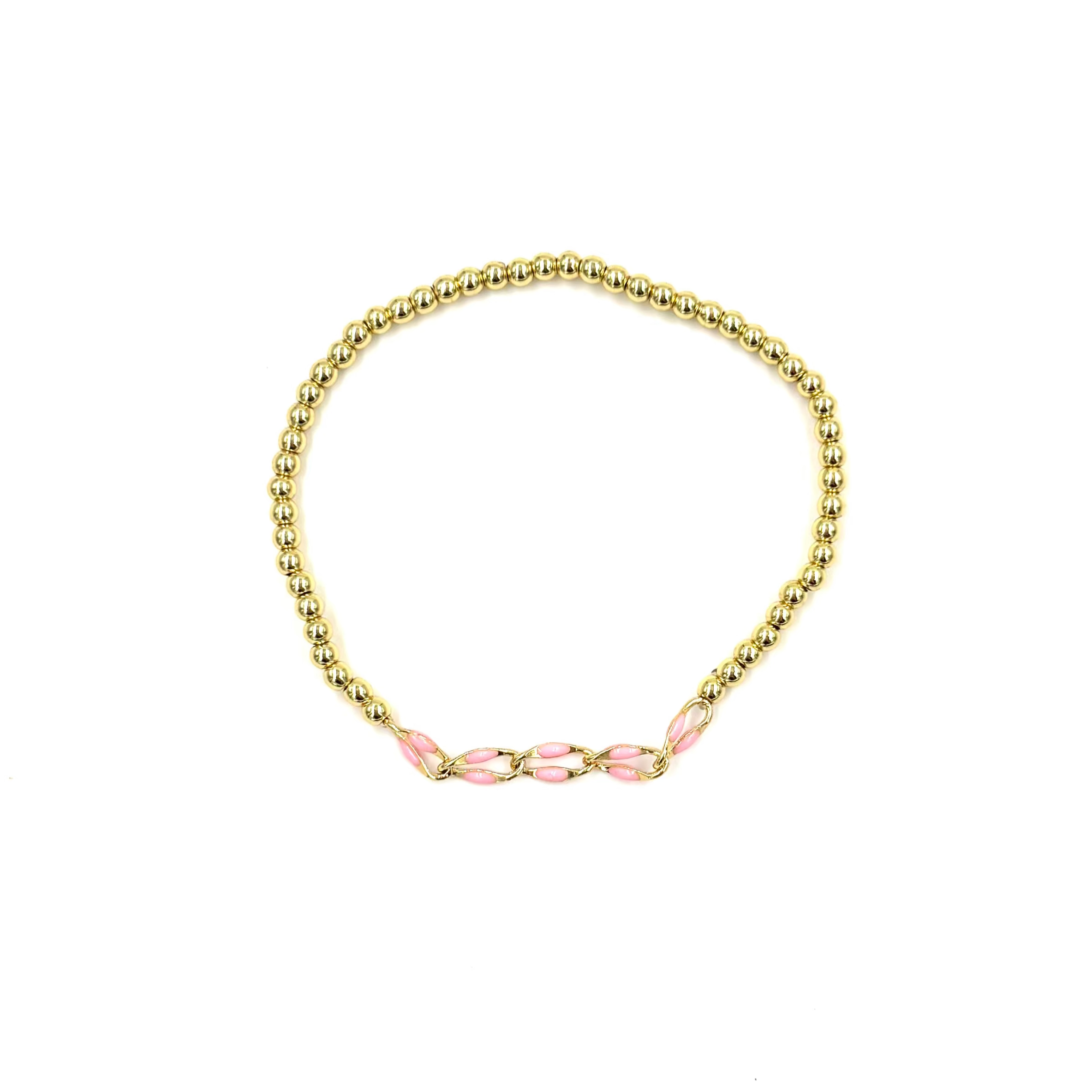 Ashley Gold Stainless Steel Gold Plated Ball Beaded Stretch Enamel Link ...