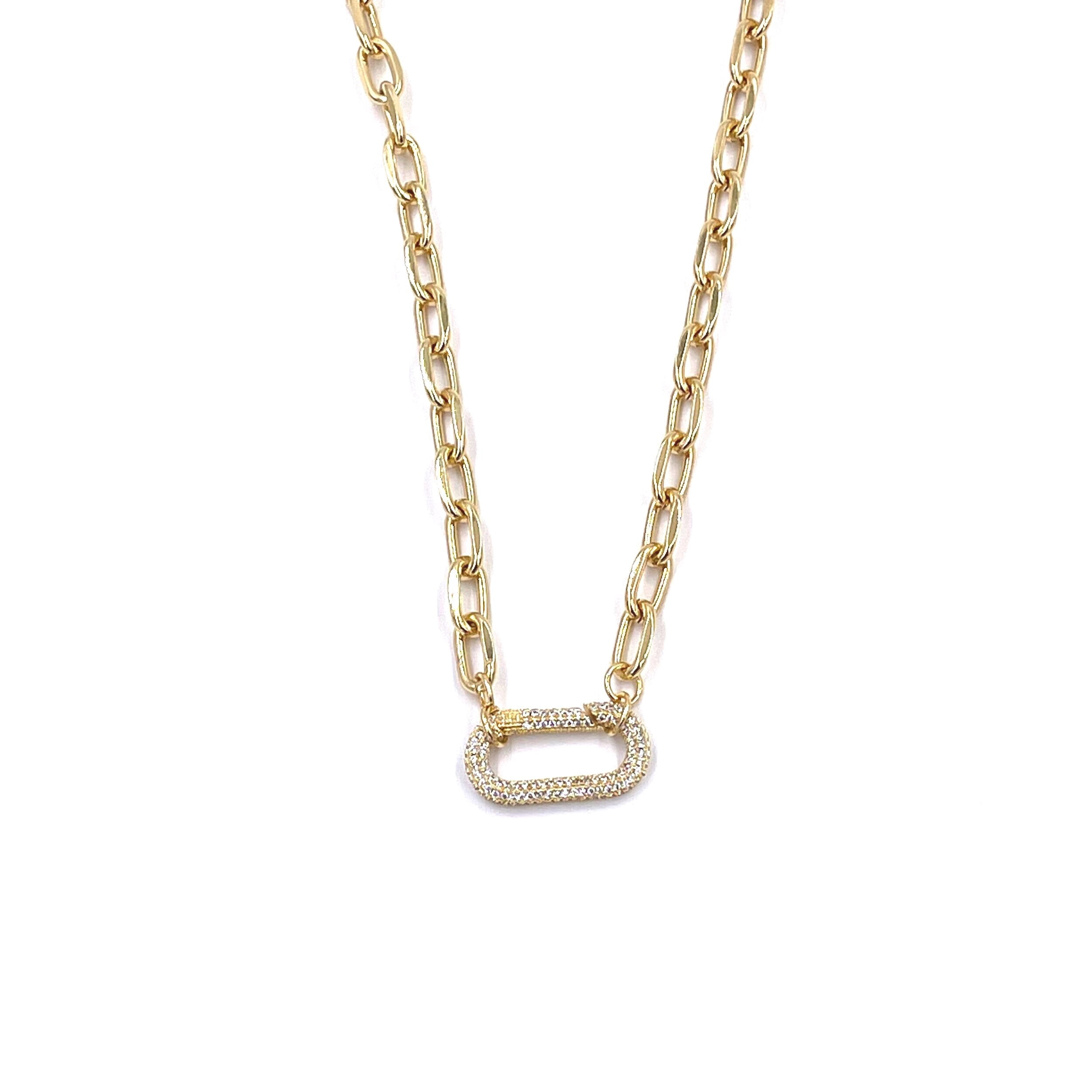 Ashley Gold Stainless Steel Gold Plated Large Open CZ Rectangle Lock ...