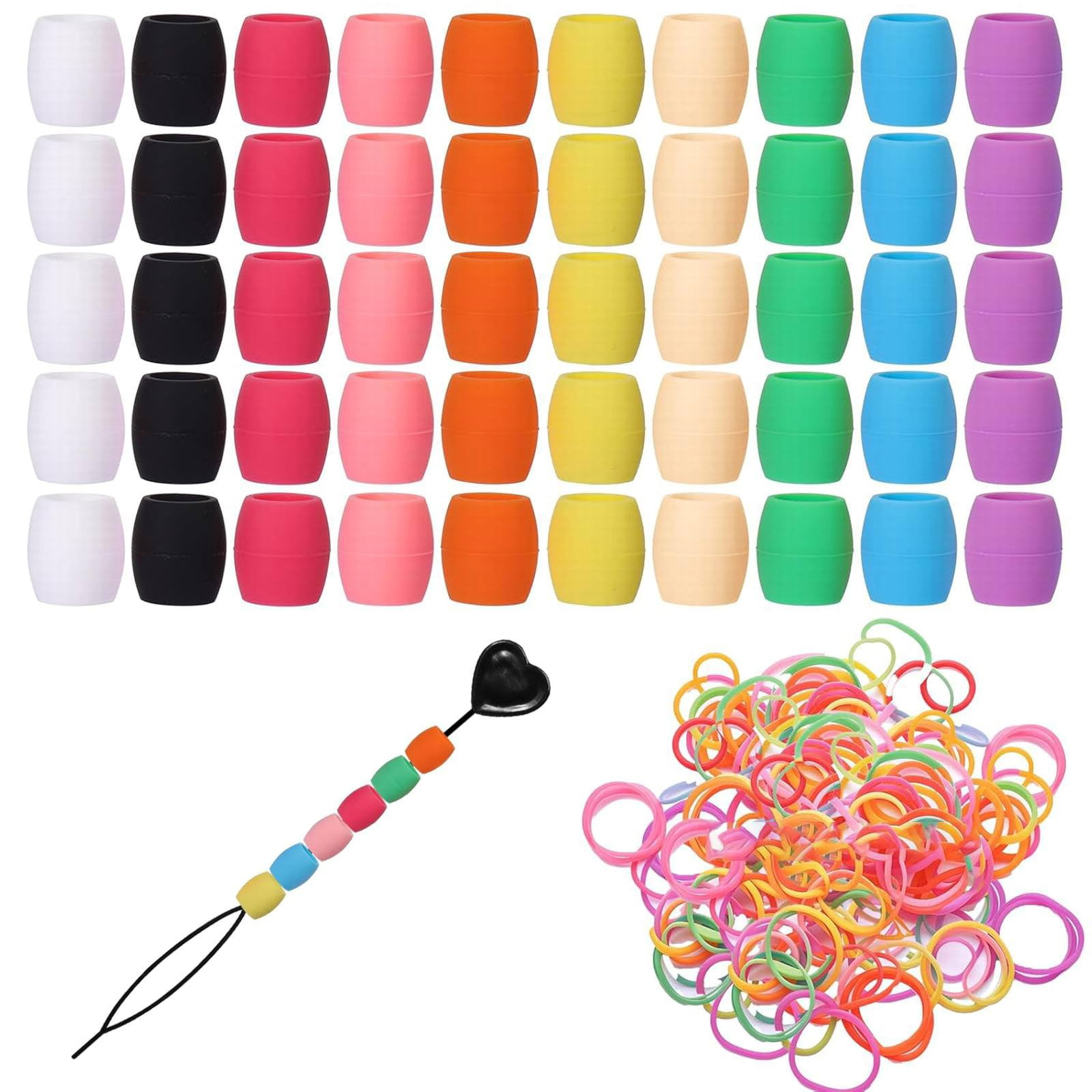 Ashley Lee Cosmetic 50Pcs Silicone Hair Beads Set - Colorful Braiding ...