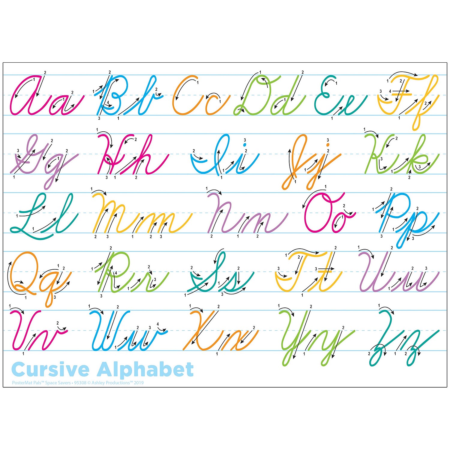 Ashley Productions ASH95308 Cursive Handwriting Postermat Pals Smart ...