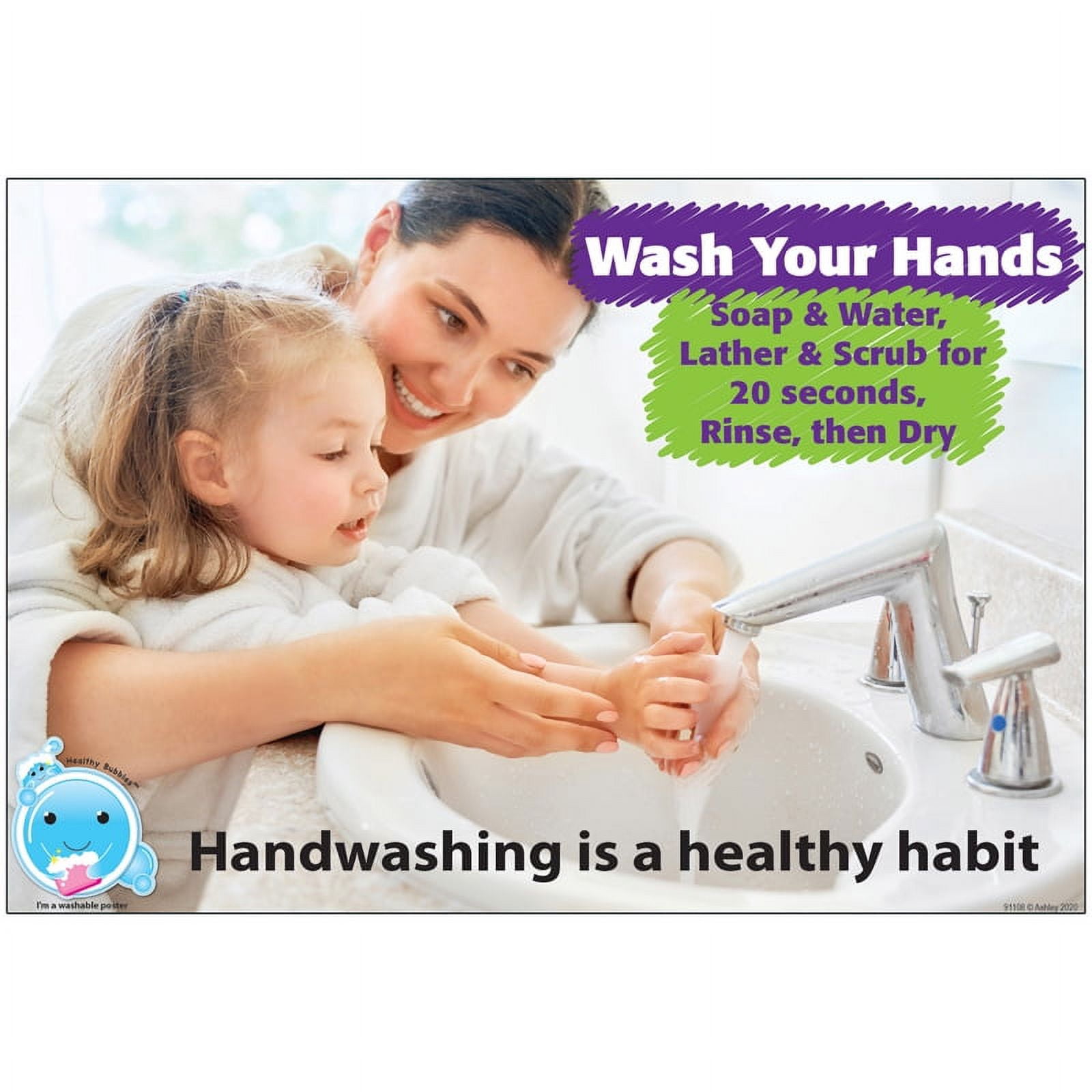 Ashley Productions Healthy Bubbles Smart Poly Chart, Handwashing is A ...