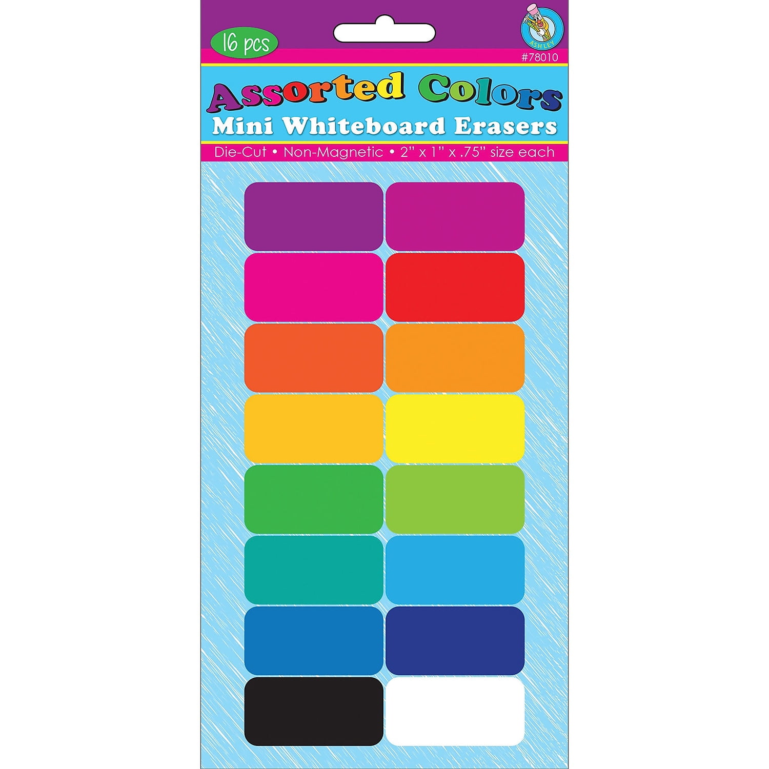 Ashley Productions Non-Magnetic Mini Whiteboard Erasers, Assorted ...