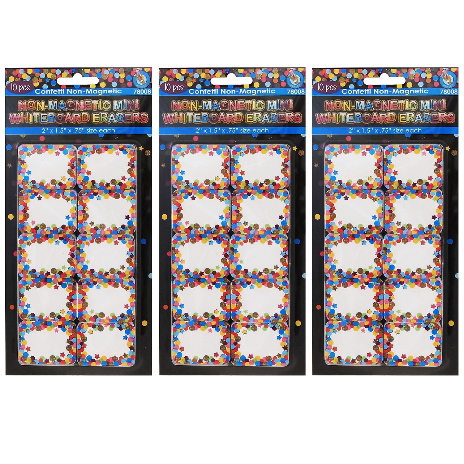 Ashley Productions Non-Magnetic Mini Whiteboard Erasers Confetti 10 Per ...