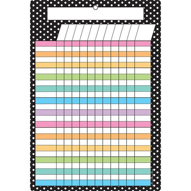 Ashley Productions Smart Poly Chart, 13" x 19", B&W Polka Dots ...