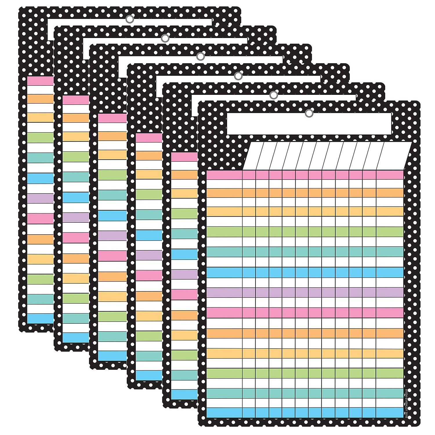 Ashley Productions Smart Poly Chart, 13" x 19", B&W Polka Dots ...