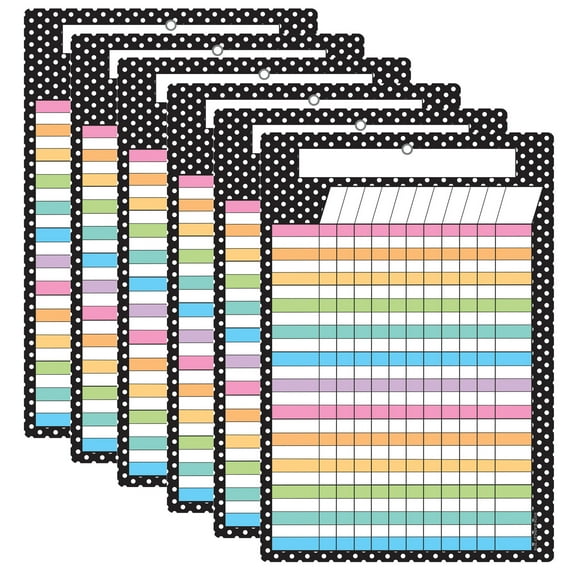 Ashley Productions Smart Poly Chart, 13" x 19", B&W Polka Dots ...