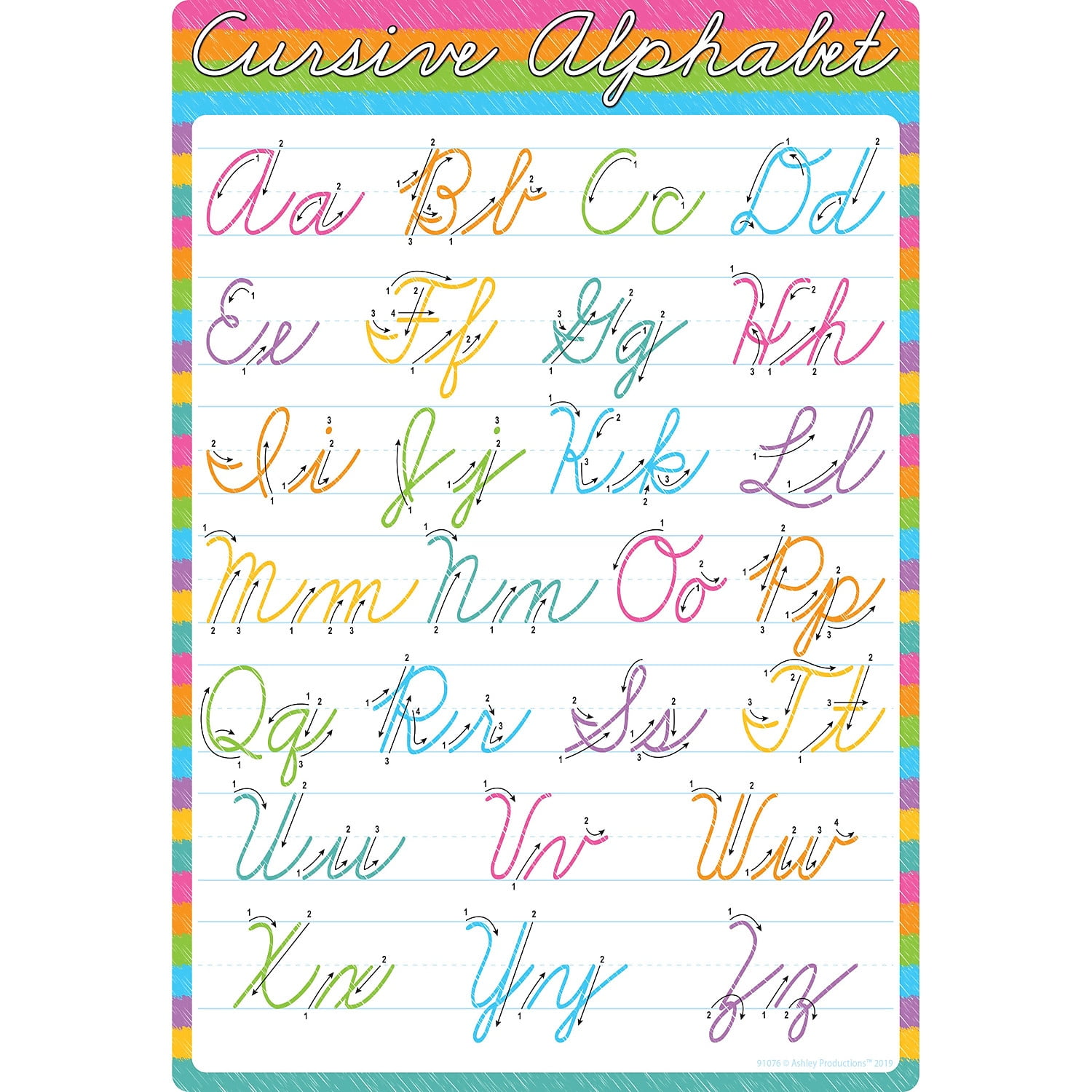 Smart Poly Chart Cursive Alphabet, 13" x 19" - Walmart.com
