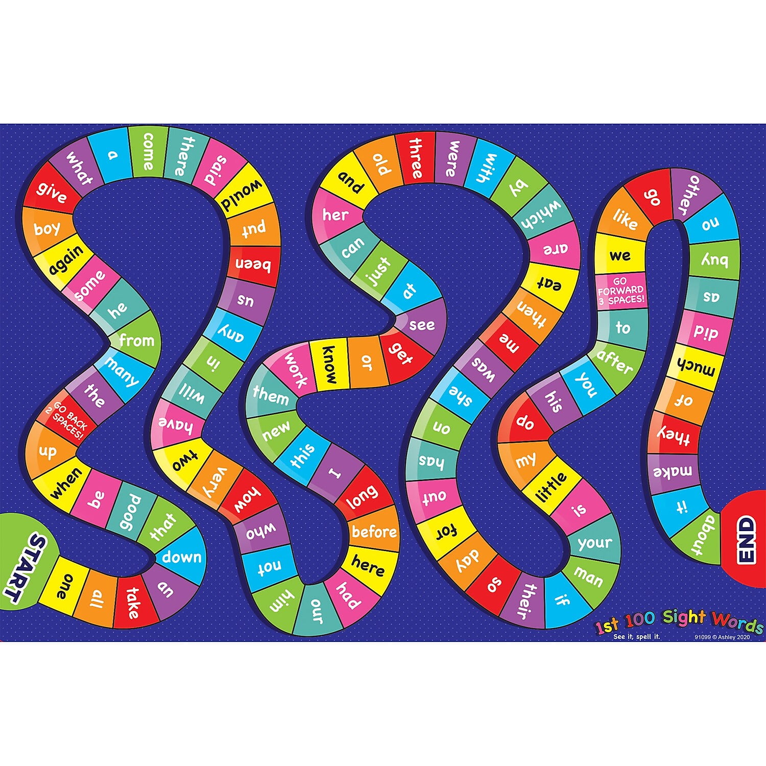 Ashley Productions Smart Poly First 100 Sight Words Game Board Chart 13 ...