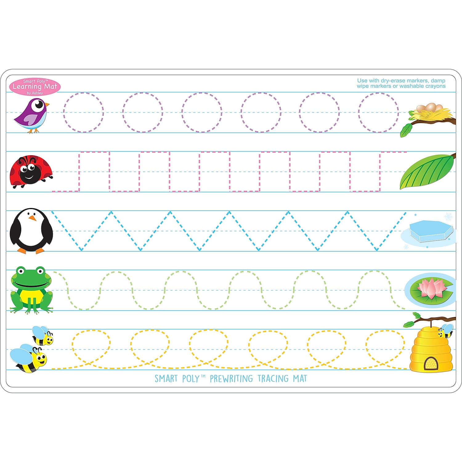 Smart Poly Learning Mat, 12" x 17", Double-Sided, Prewriting & Shape ...