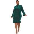 Ashley Stewart Womens Plus Size Lurex™ Velveteen Flounced Dress